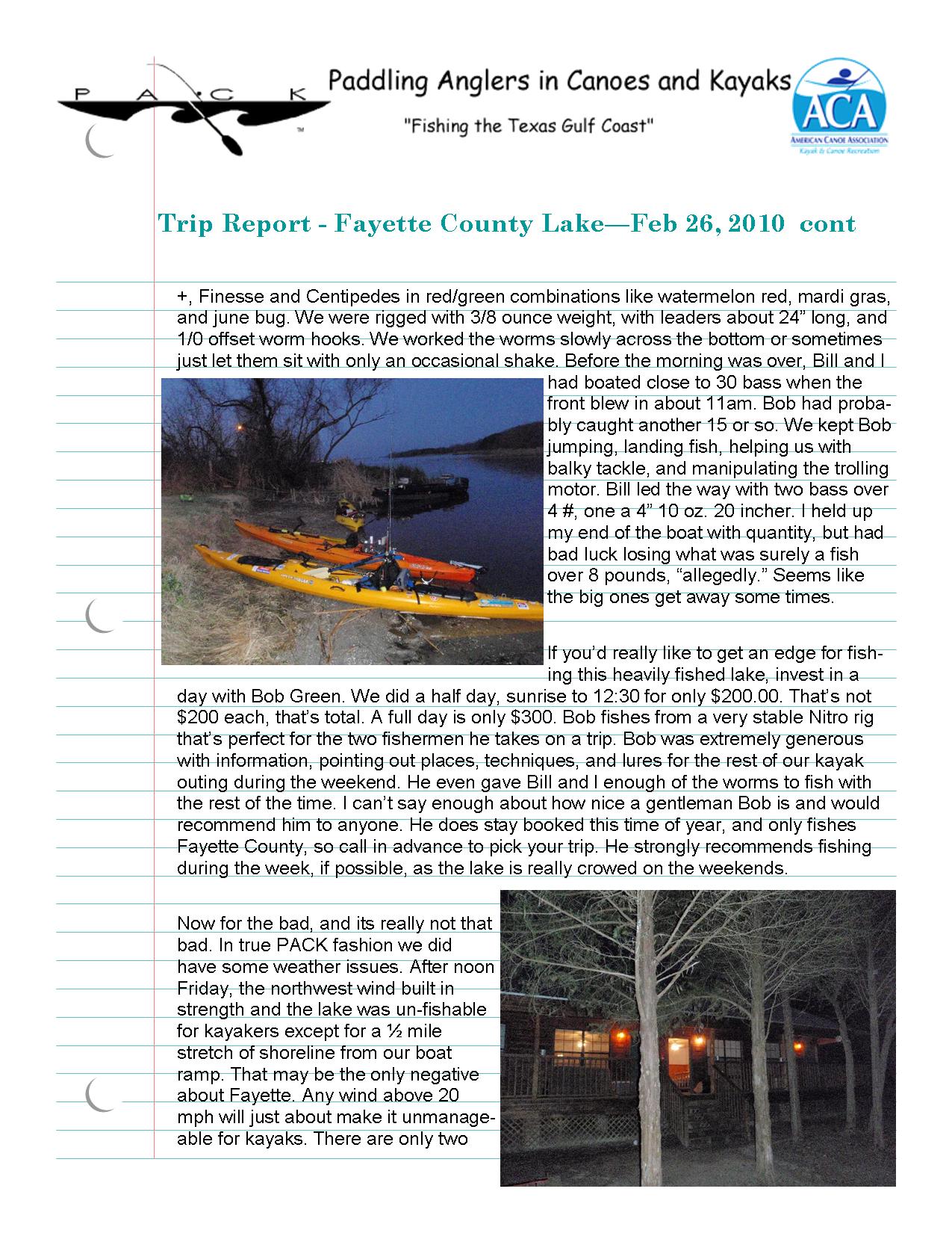 Fayette County Lake Trip Report - February 26, 2010 > PACKTX